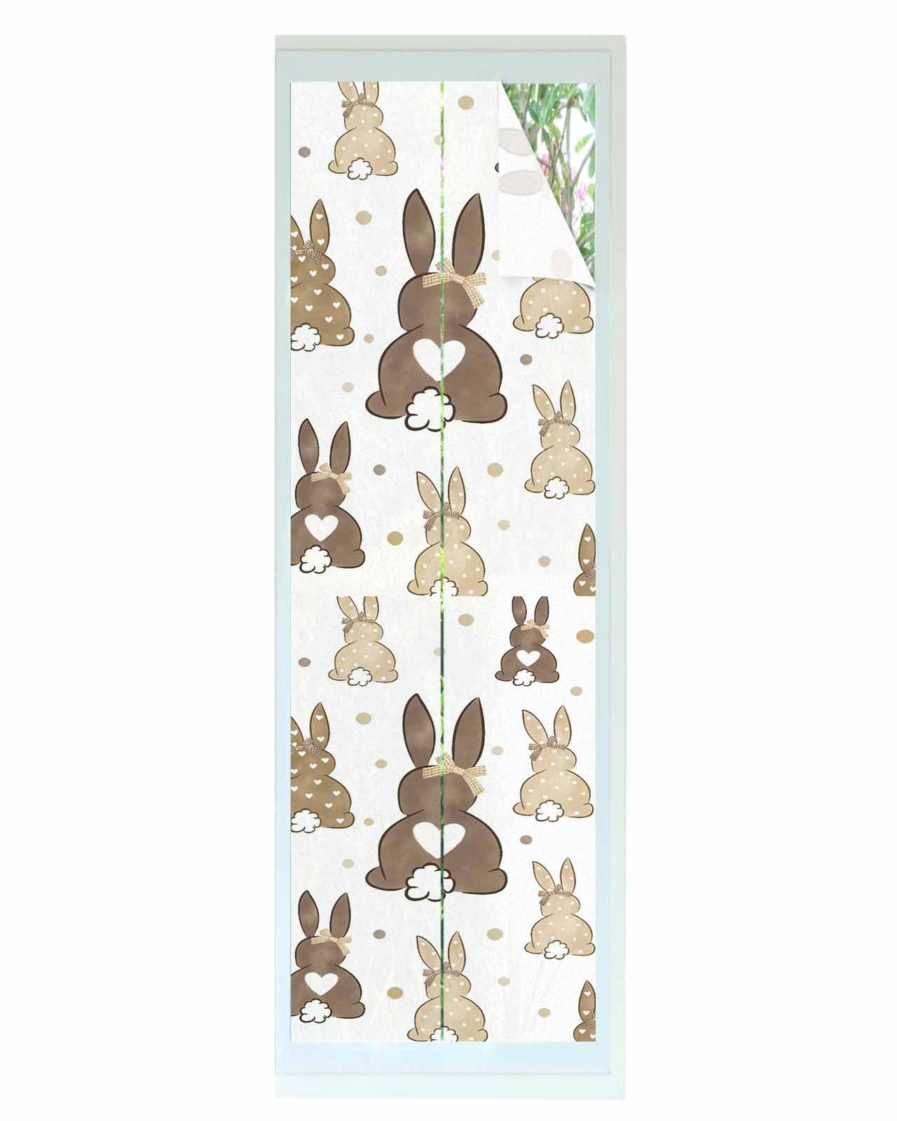 Window Privacy Film Brown Love Heart Bunny Stained Glass Window Film ...