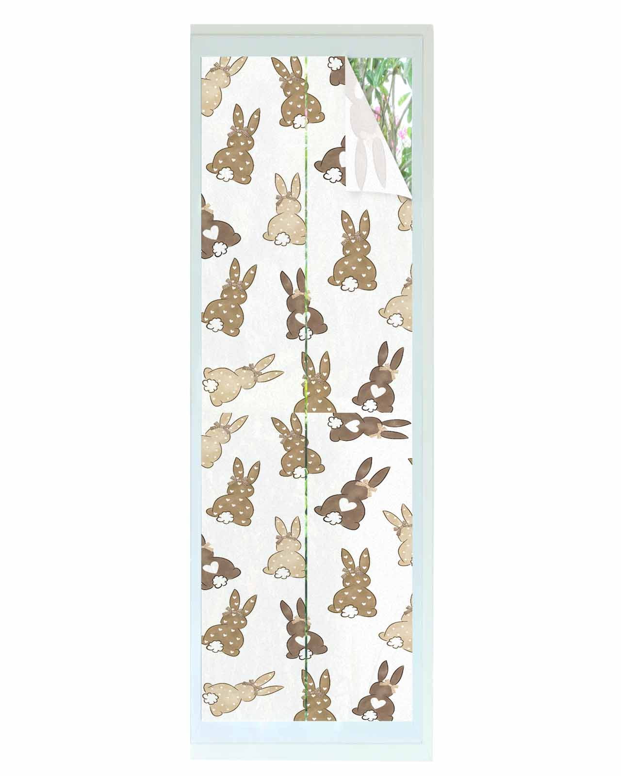 Window Privacy Film Brown Love Heart Bunny Stained Glass Window Film ...