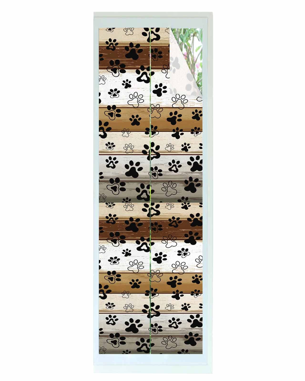 Window Privacy Film Brown Paw Print Stained Glass Window Film ...