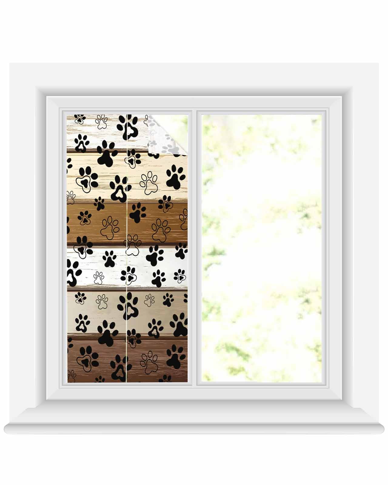 Window Privacy Film Brown Pet Paw Print Stained Glass Window Film ...