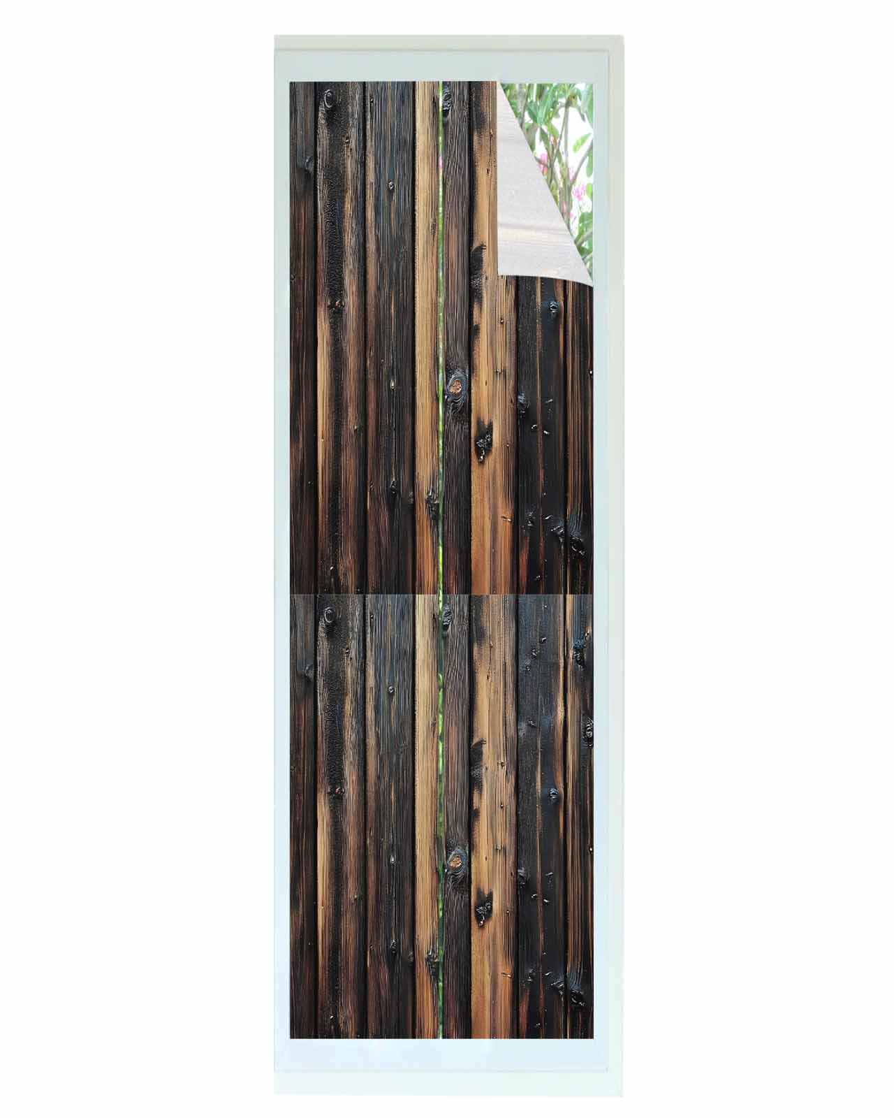 Window Privacy Film Brown Wooden Grain Stained Glass Window Film ...