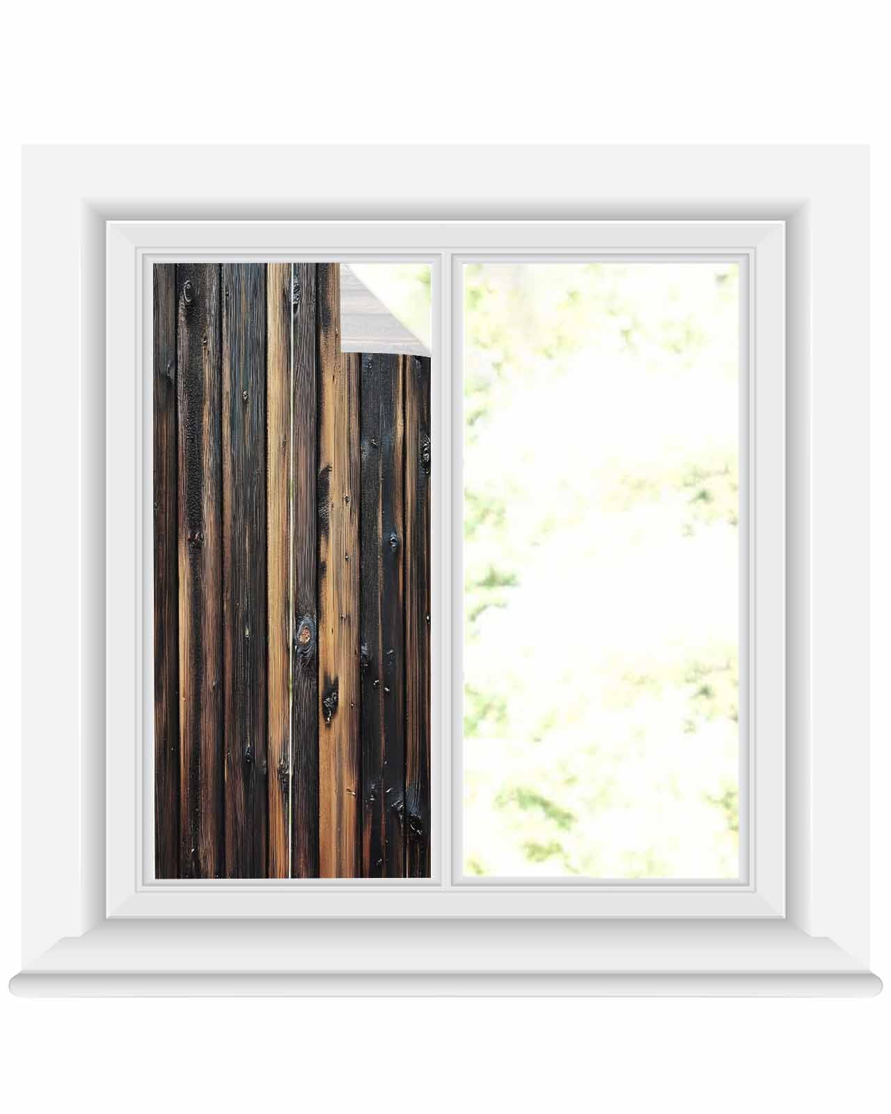 Window Privacy Film Brown Wooden Grain Stained Glass Window Film ...