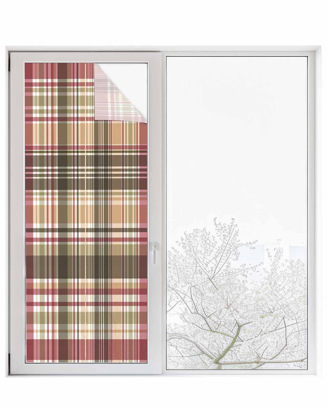 Window Privacy Film Buffalo Plaid Stained Glass Window Film Decorative ...