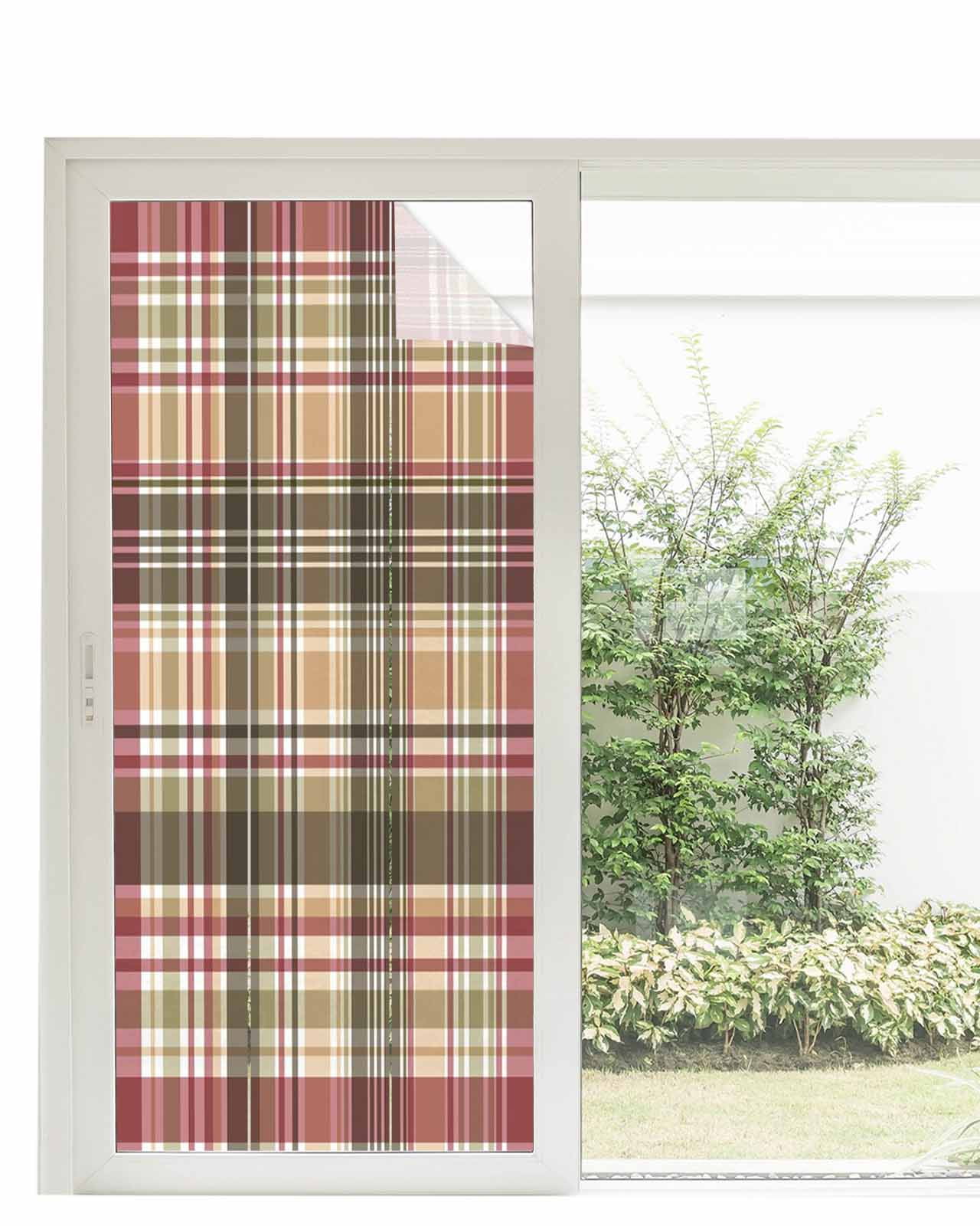 Window Privacy Film Buffalo Plaid Stained Glass Window Film Decorative ...