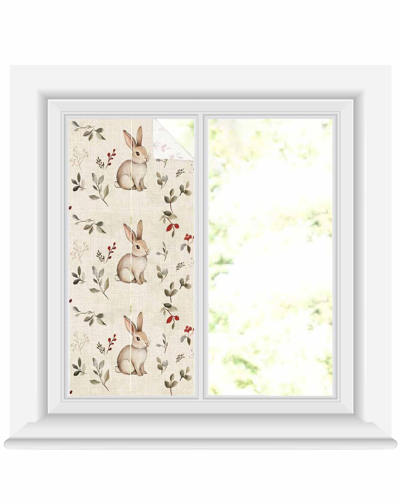 Window Privacy Film Bunny Flower Stained Glass Window Film Decorative ...