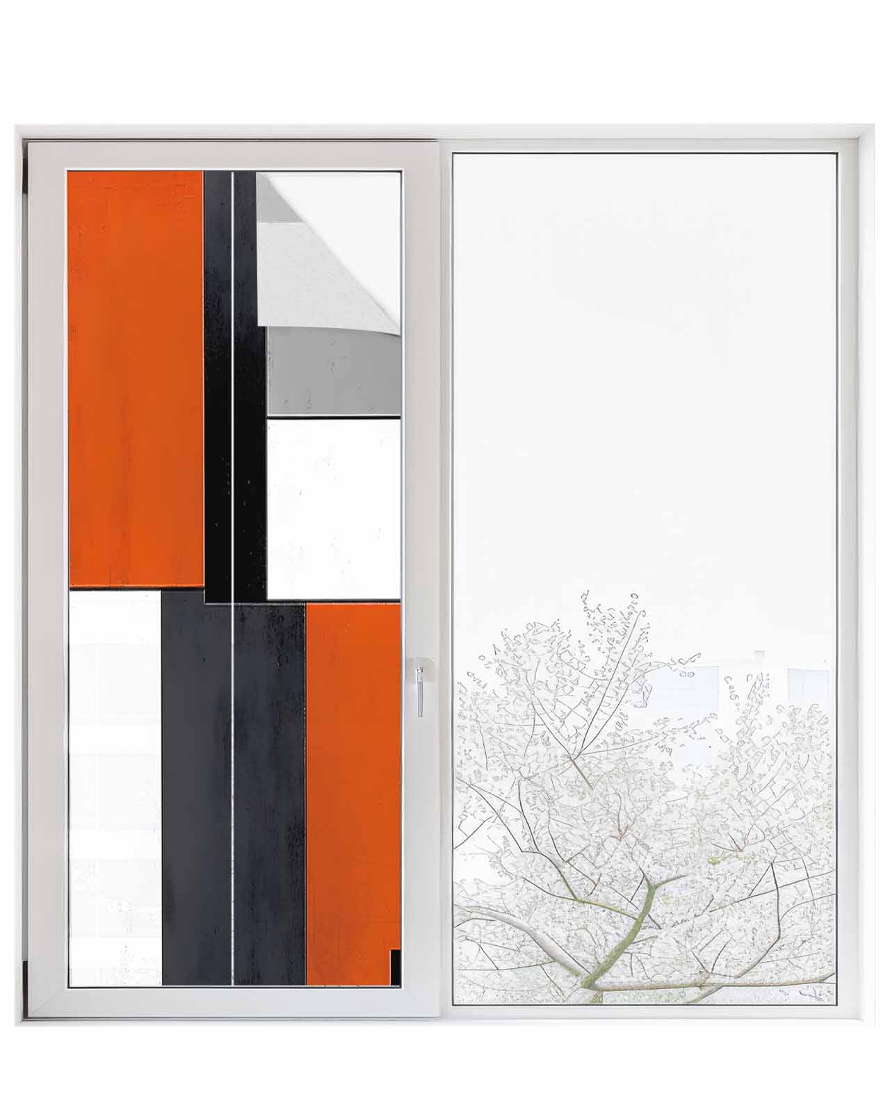 Window Privacy Film Burnt Orange Black Grey Stained Glass Window Film ...