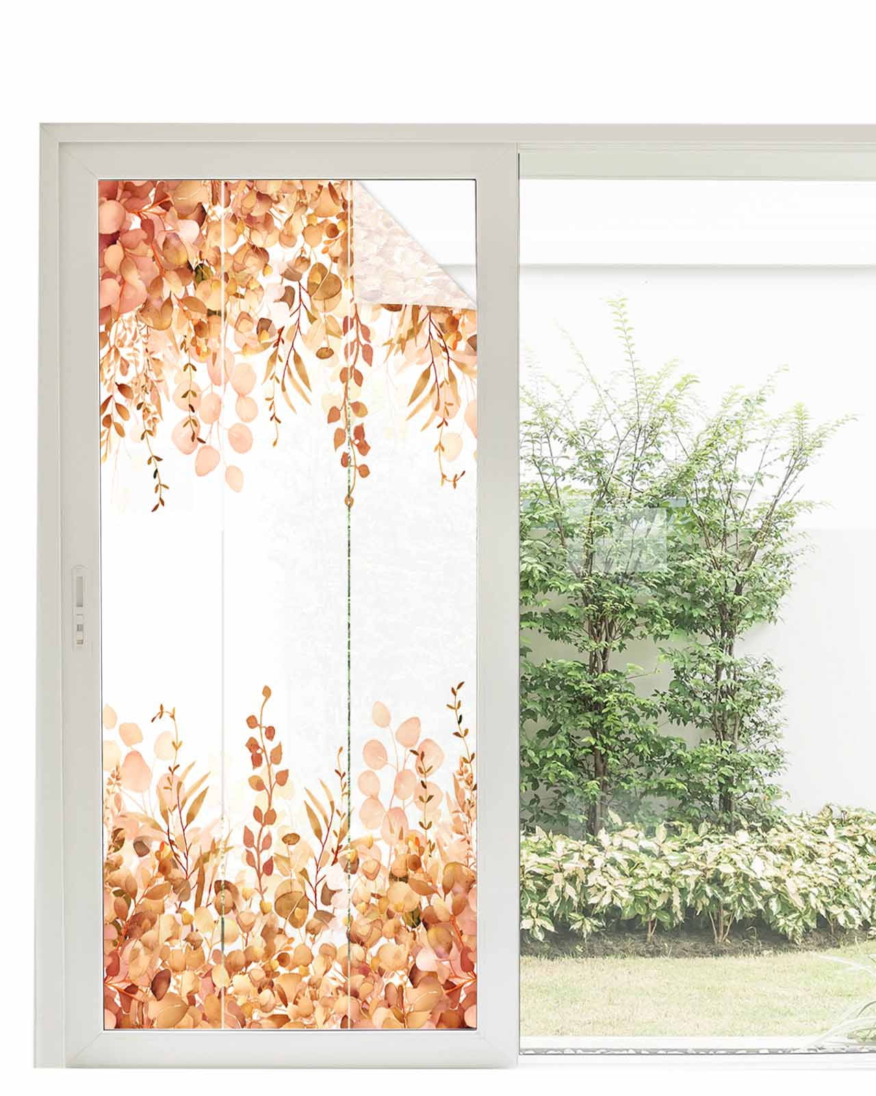 Window Privacy Film, Burnt Orange Eucalyptus Sun Blocking Window Tint ...