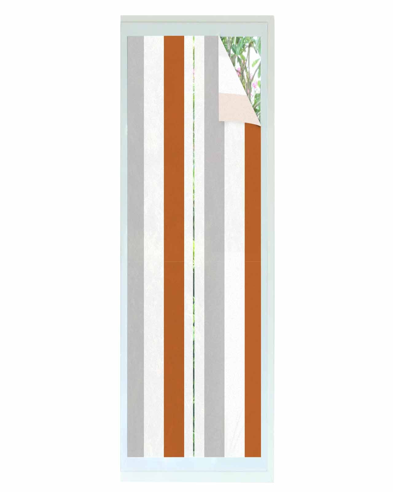 Window Privacy Film Burnt Orange Gray Striped Stained Glass Window Film Decorative Sun Block ...