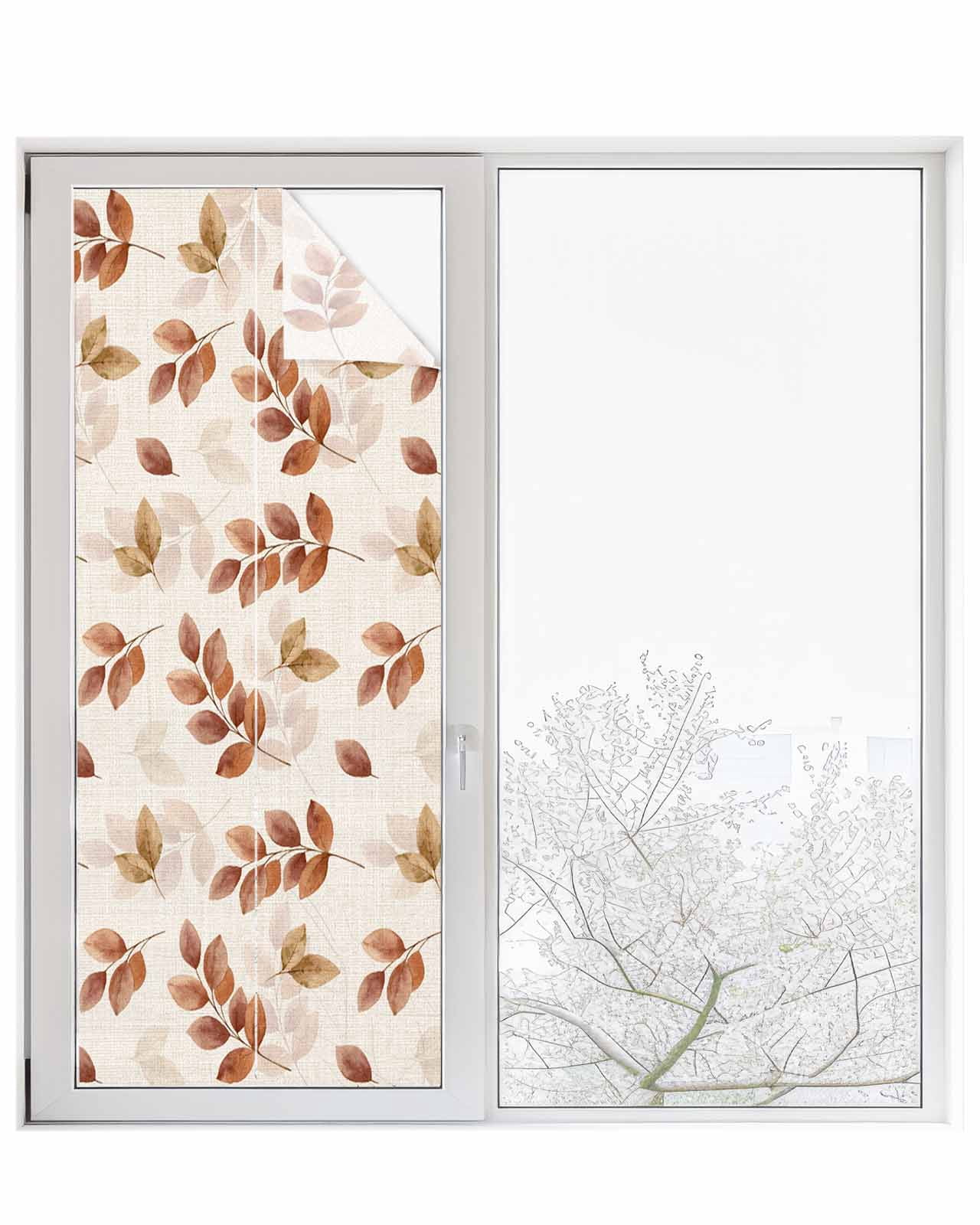 Window Privacy Film, Burnt Orange Grey Eucalyptus UV Sun Blocking ...