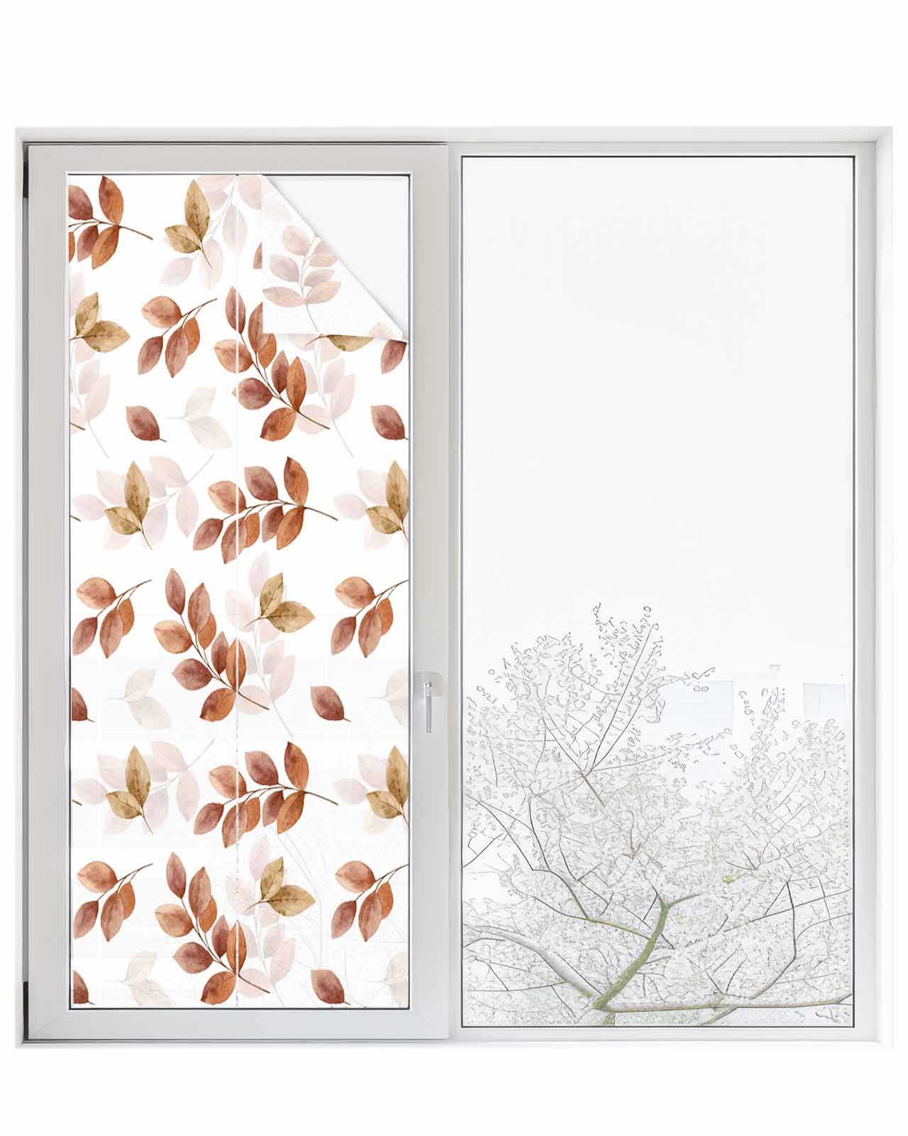 Window Privacy Film, Burnt Orange Grey Eucalyptus UV Sun Blocking ...