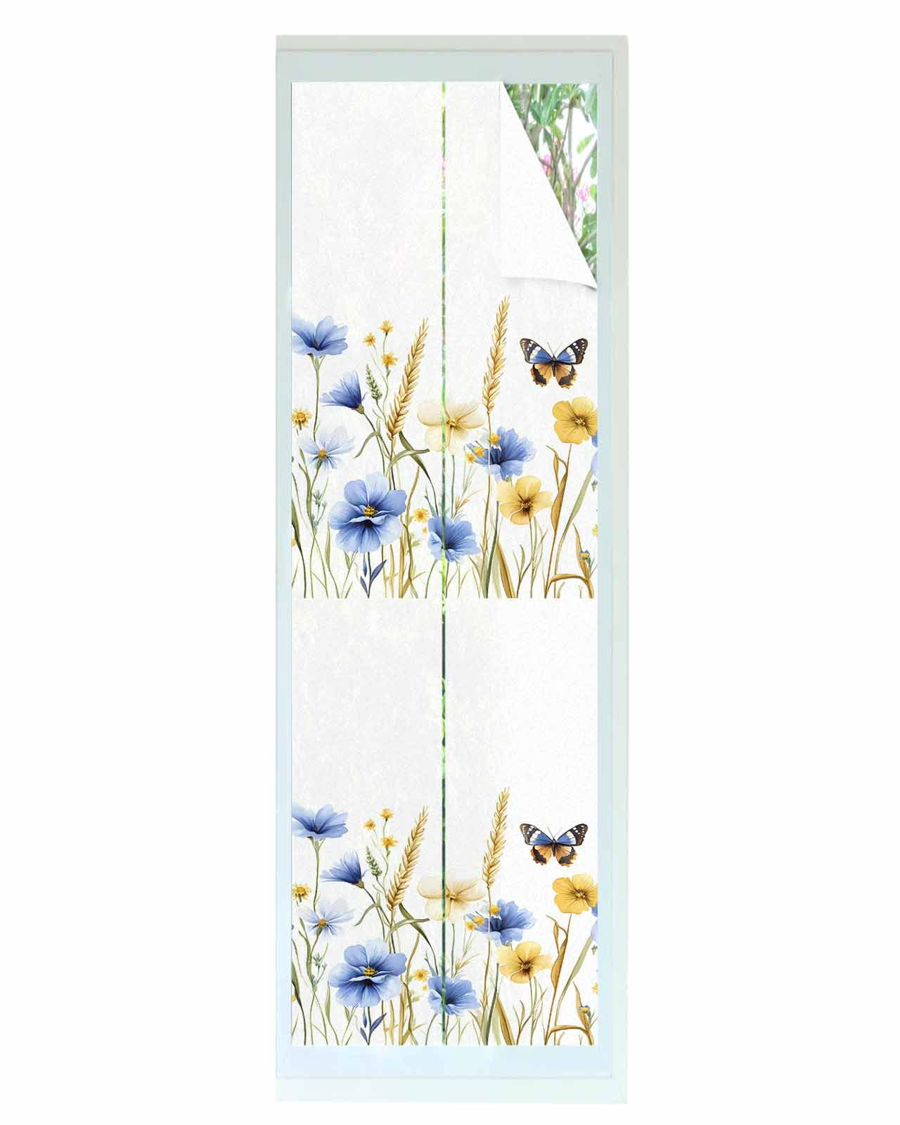 Window Privacy Film Butterflies Floral Stained Glass Window Film ...