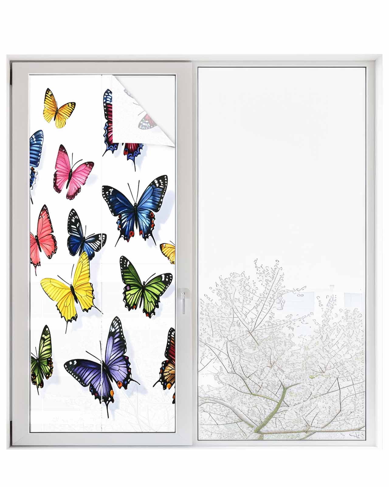 Window Privacy Film Butterfly Print Stained Glass Window Film ...