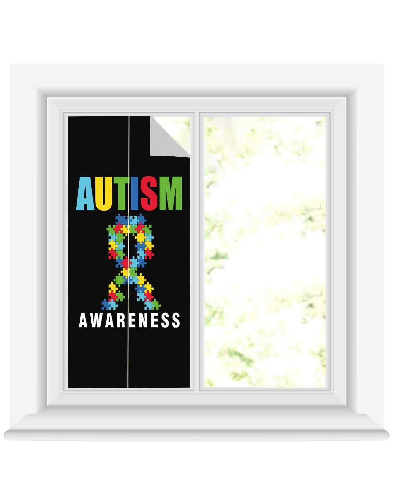 Window Privacy Film Cartoon Autism Stained Glass Window Film Decorative ...