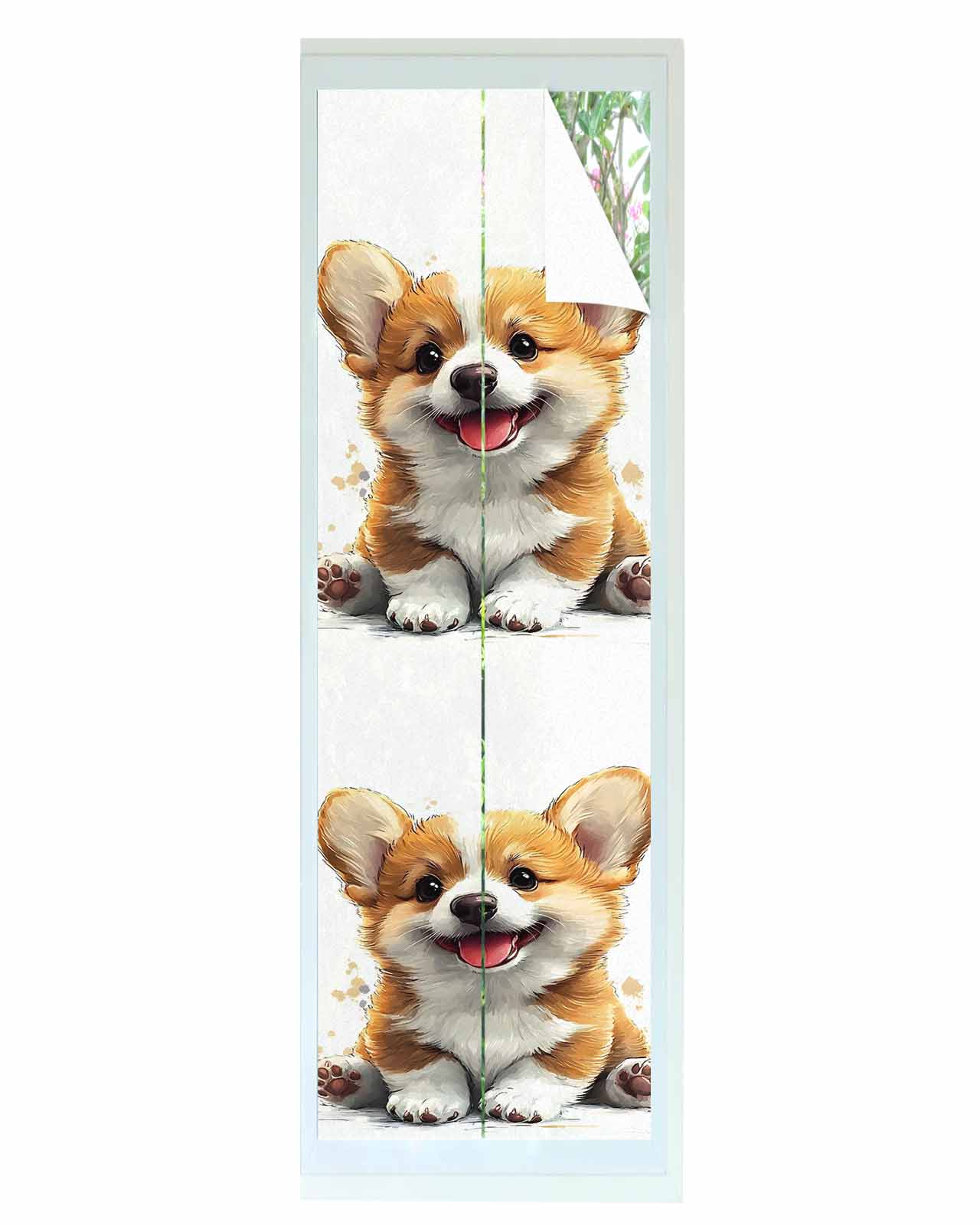 Window Privacy Film Cartoon Cute Puppy Stained Glass Window Film ...