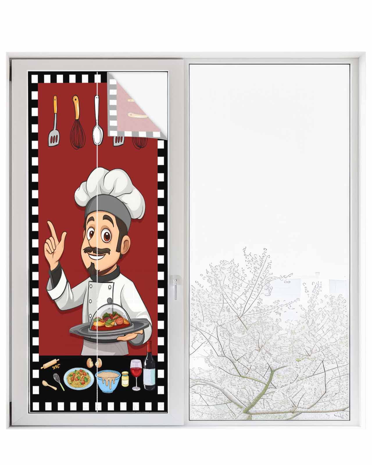 Window Privacy Film Cheg Red Stained Glass Window Film Decorative Sun ...