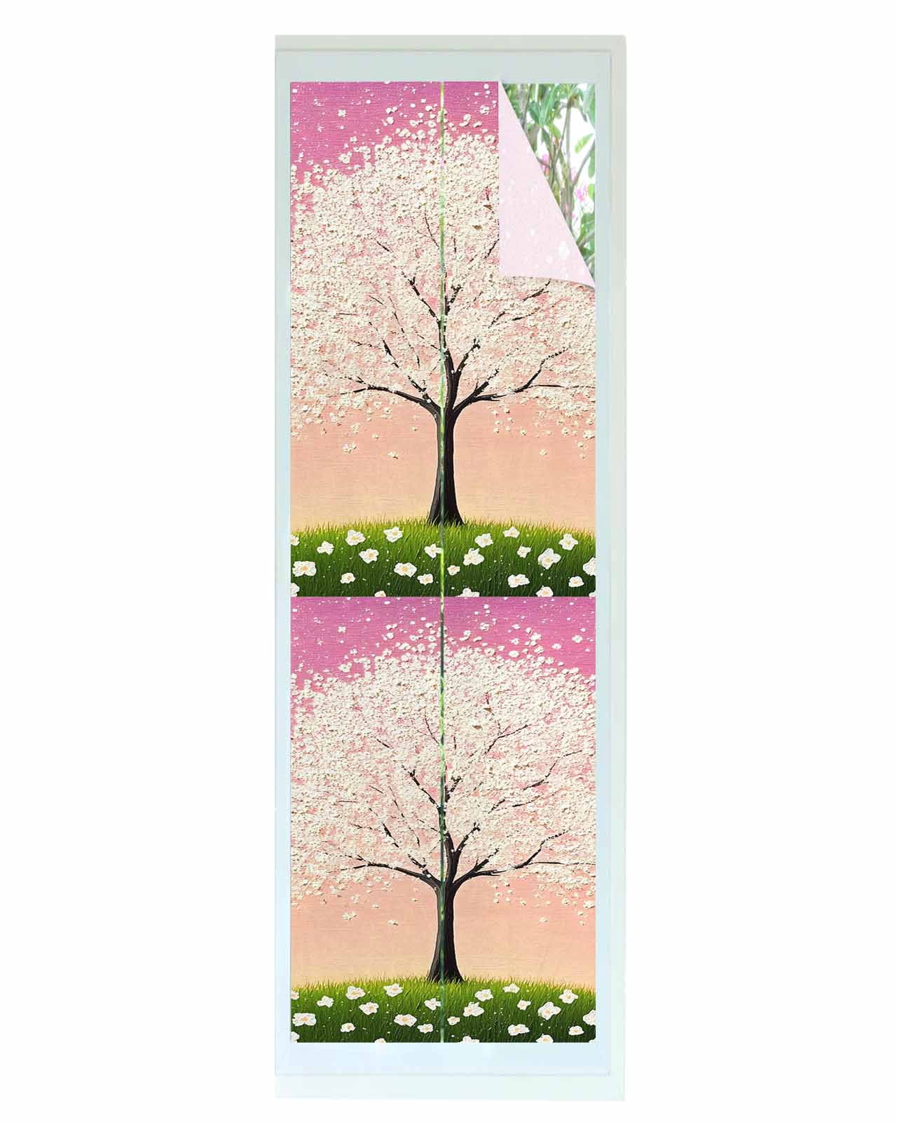 Window Privacy Film Cherry Blossom Stained Glass Window Film Decorative ...