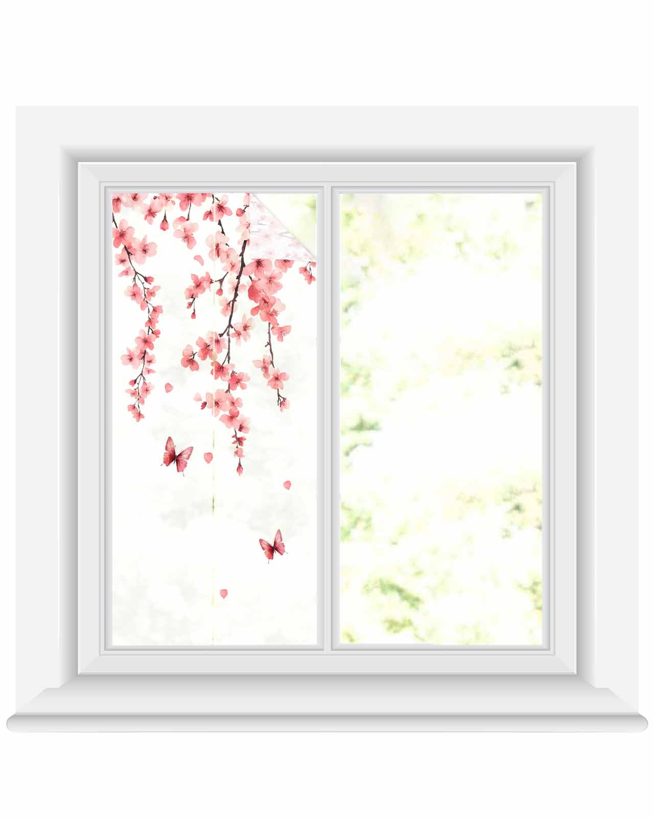 Window Privacy Film Cherry Blossoms Stained Glass Window Film ...