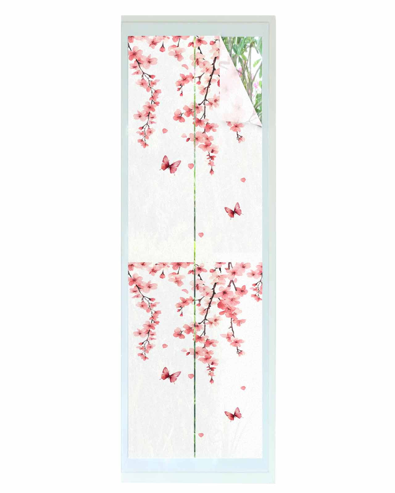 Window Privacy Film Cherry Blossoms Stained Glass Window Film ...