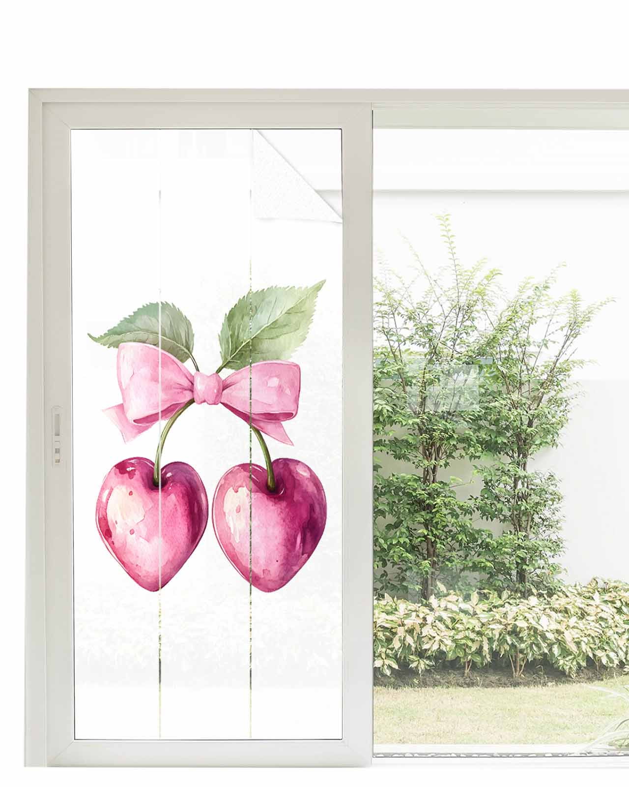 Window Privacy Film Cherry Bow Stained Glass Window Film Decorative Sun ...
