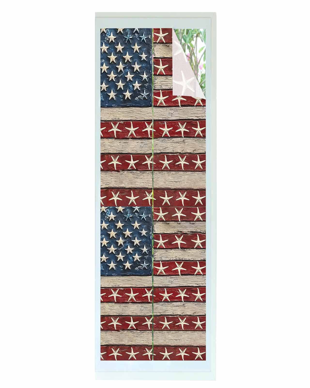 Window Privacy Film Coastal American Flag Stained Glass Window Film ...