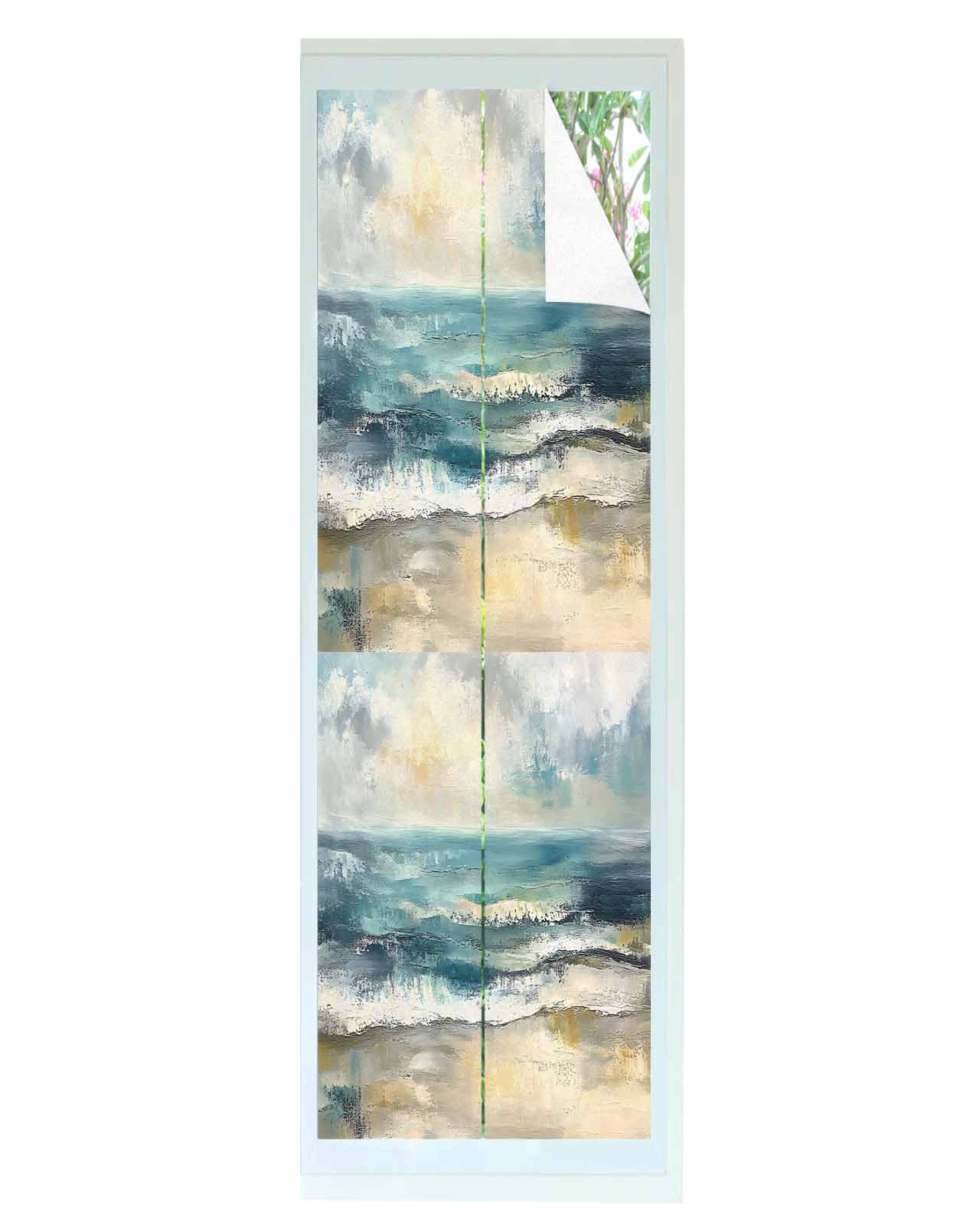 Window Privacy Film Coastal Beach Stained Glass Window Film Decorative ...