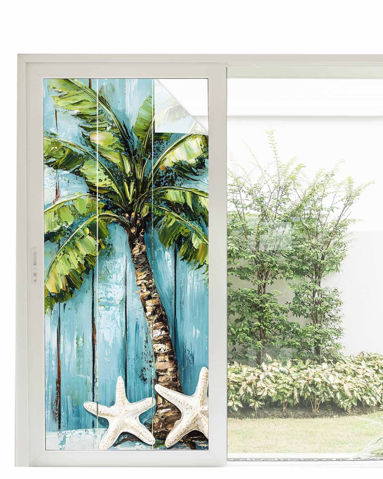 Window Privacy Film Coastal Beach Starfish Stained Glass Window Film ...