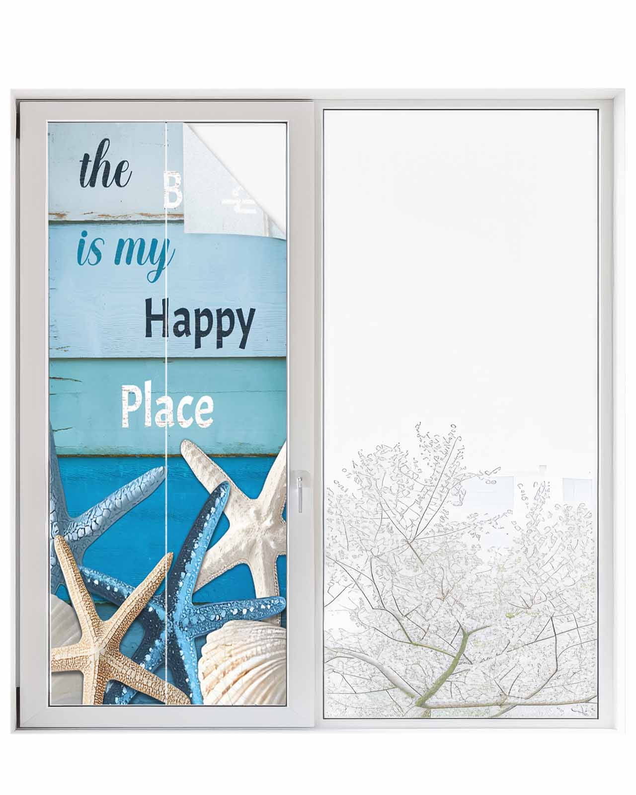 Window Privacy Film Coastal Beach Starfish Stained Glass Window Film ...