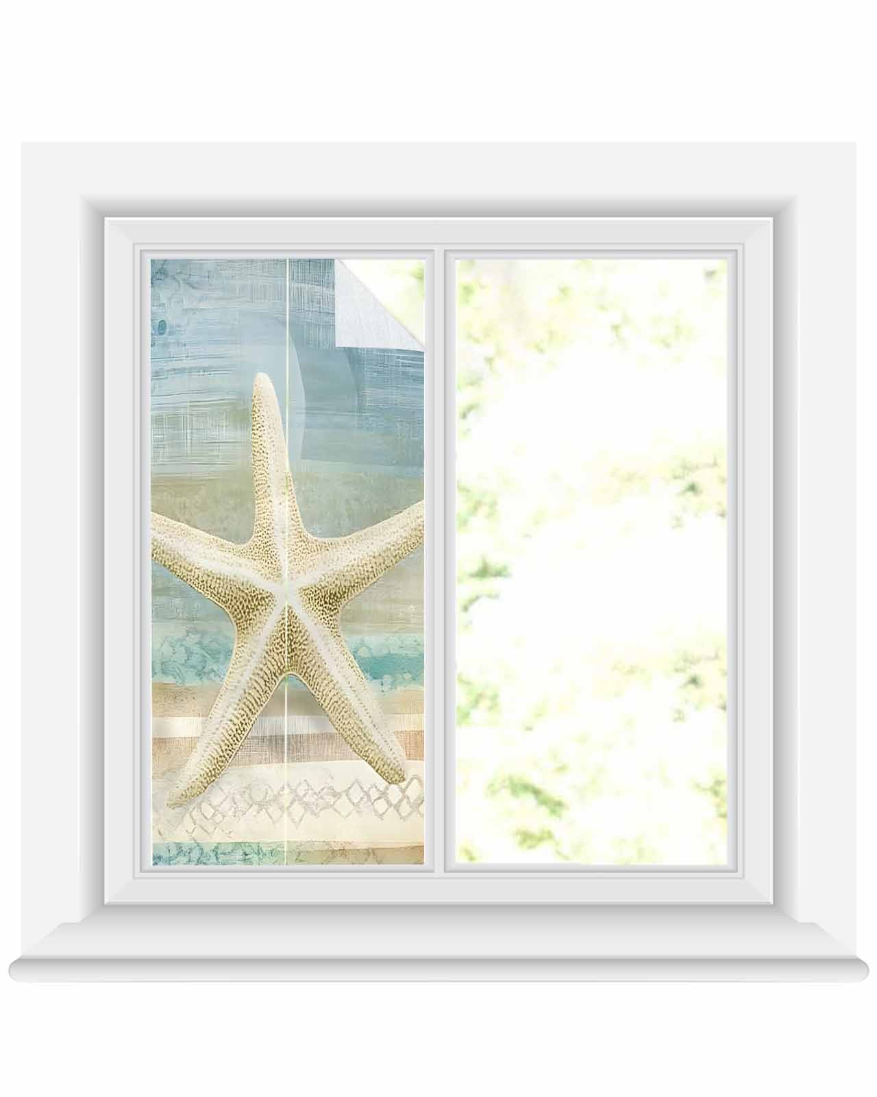 Window Privacy Film Coastal Beach Starfish Stained Glass Window Film ...