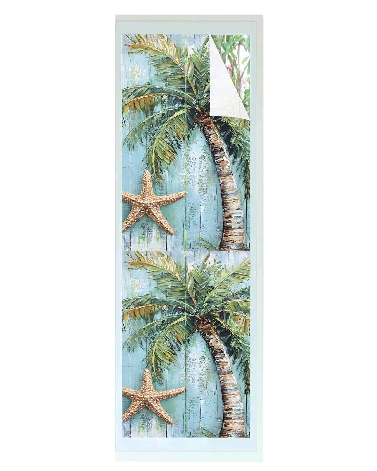 Window Privacy Film Coastal Blue Green Tree Stained Glass Window Film ...