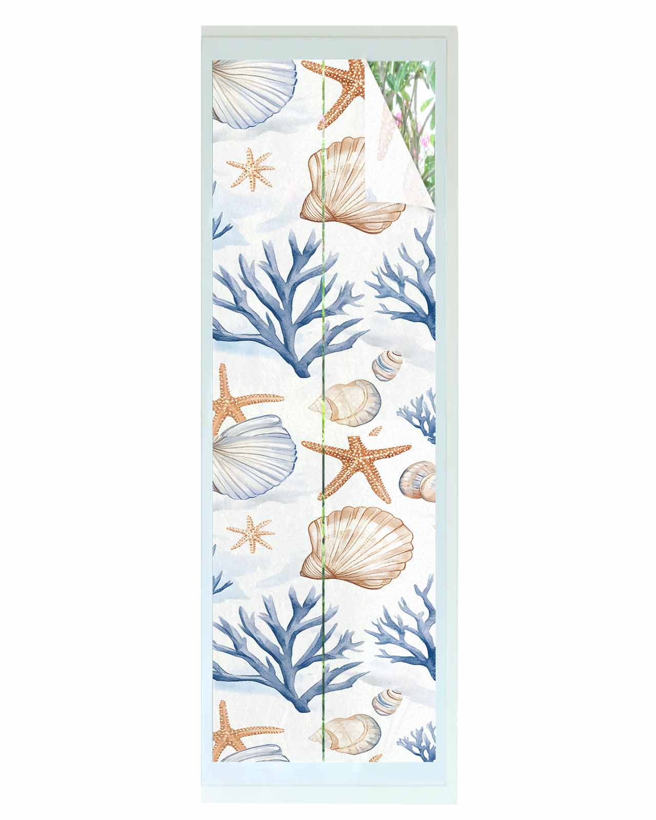 Window Privacy Film Coastal Coral Stained Glass Window Film Decorative ...