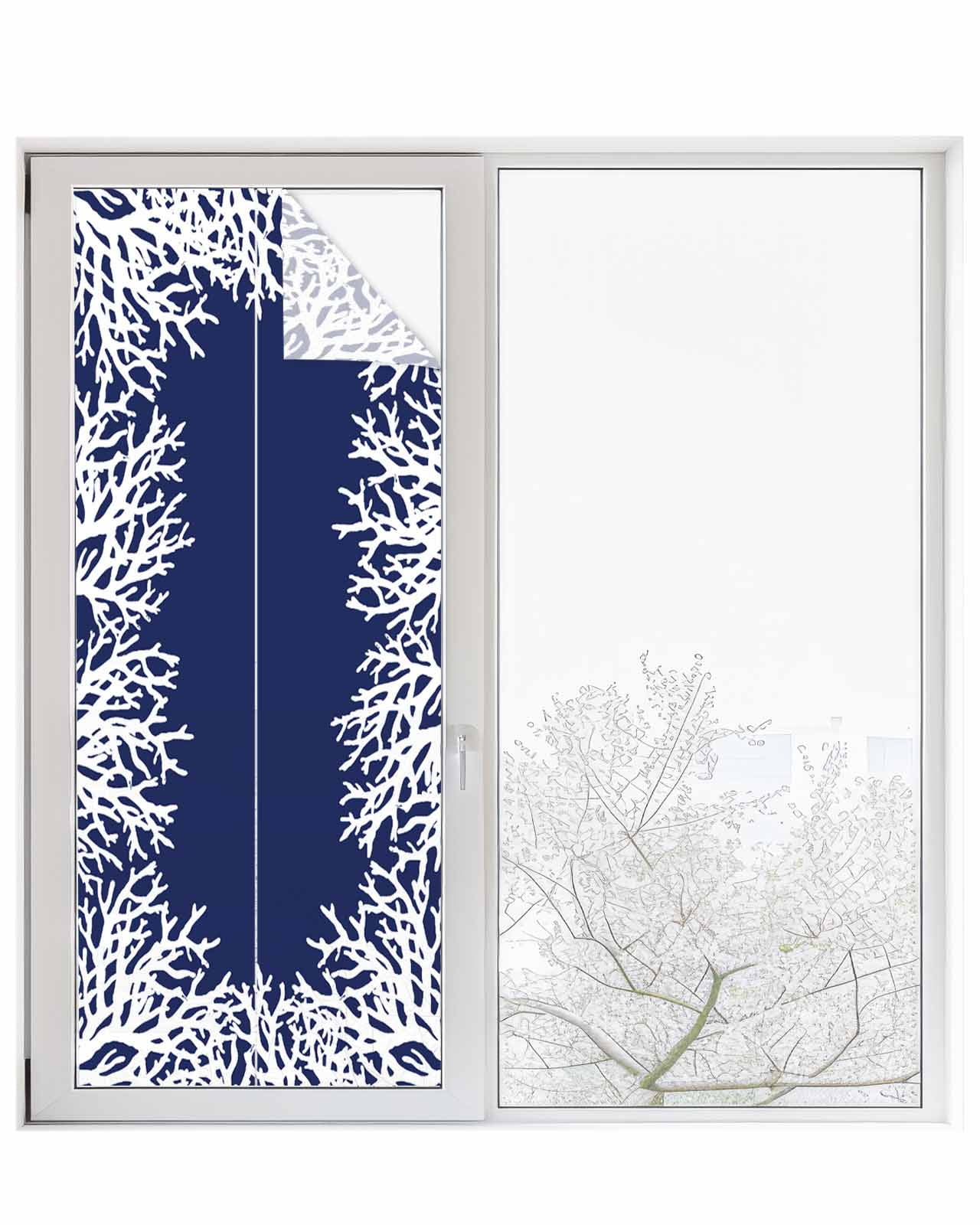 Window Privacy Film Coastal Coral Stained Glass Window Film Decorative ...