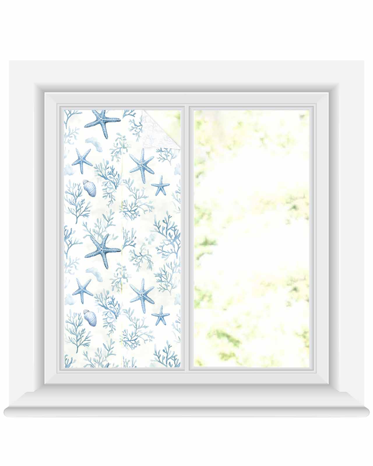Window Privacy Film Coastal Coral Stained Glass Window Film Decorative ...
