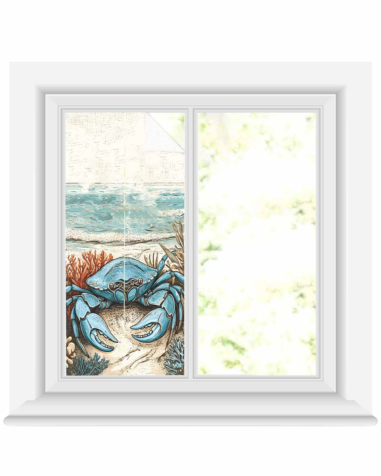 Window Privacy Film Coastal Crab Stained Glass Window Film Decorative ...