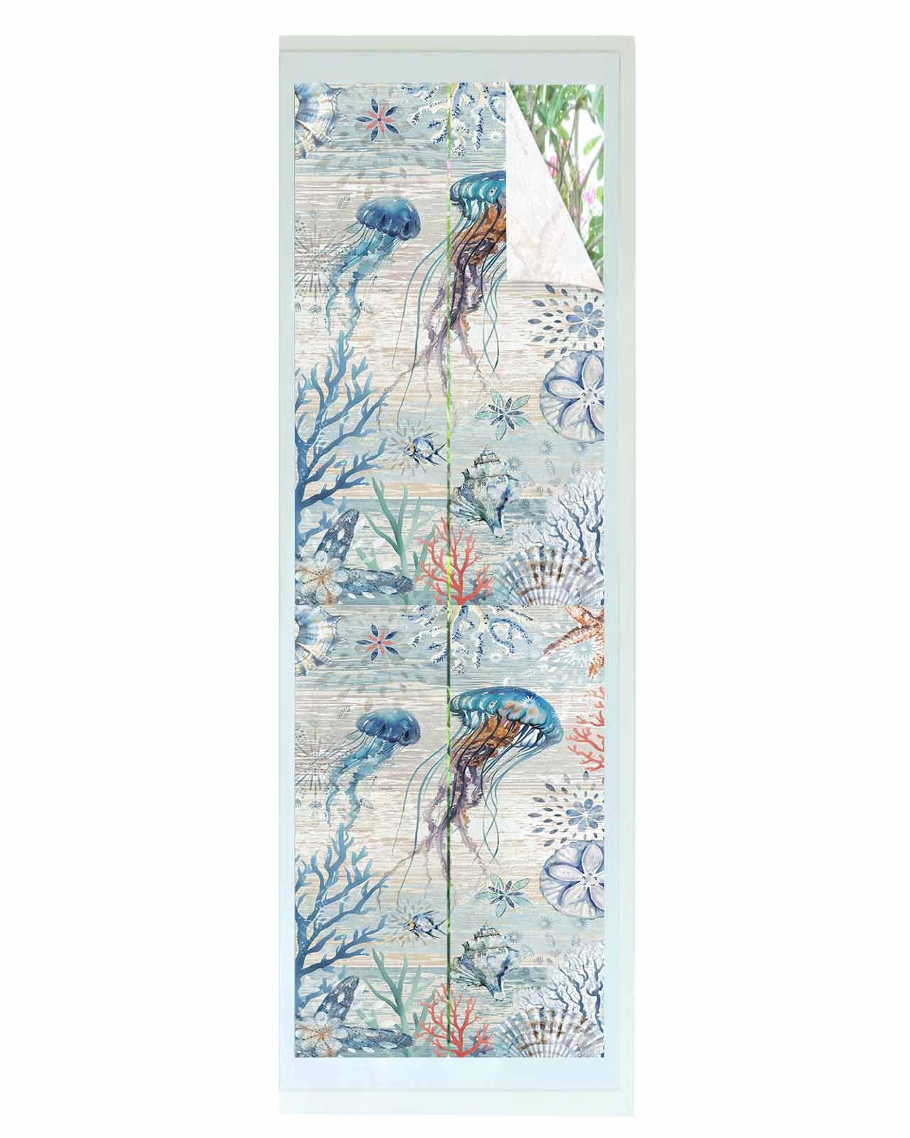 Window Privacy Film Coastal Jellyfish Stained Glass Window Film ...