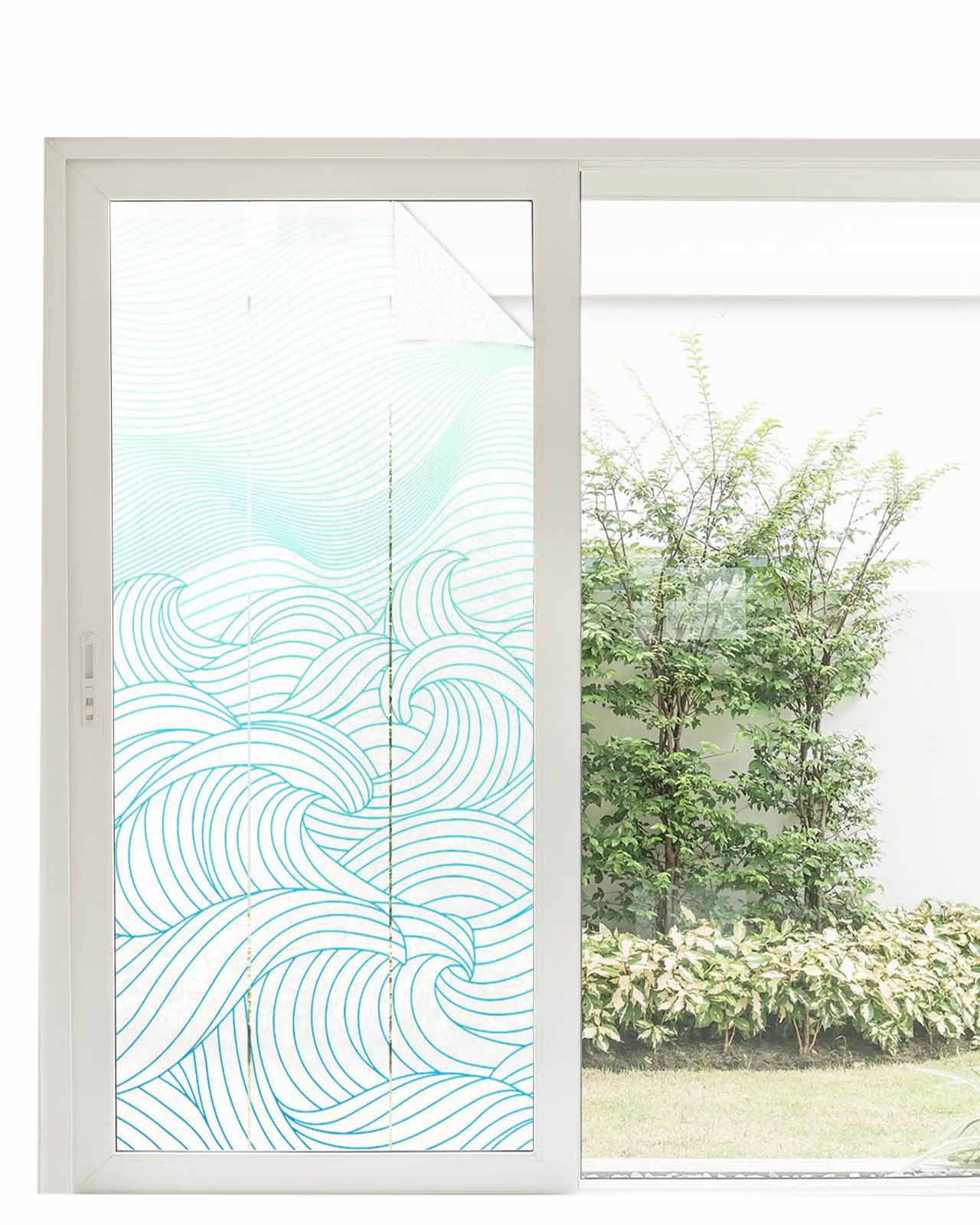Window Privacy Film Coastal Ocean Stained Glass Window Film Decorative ...