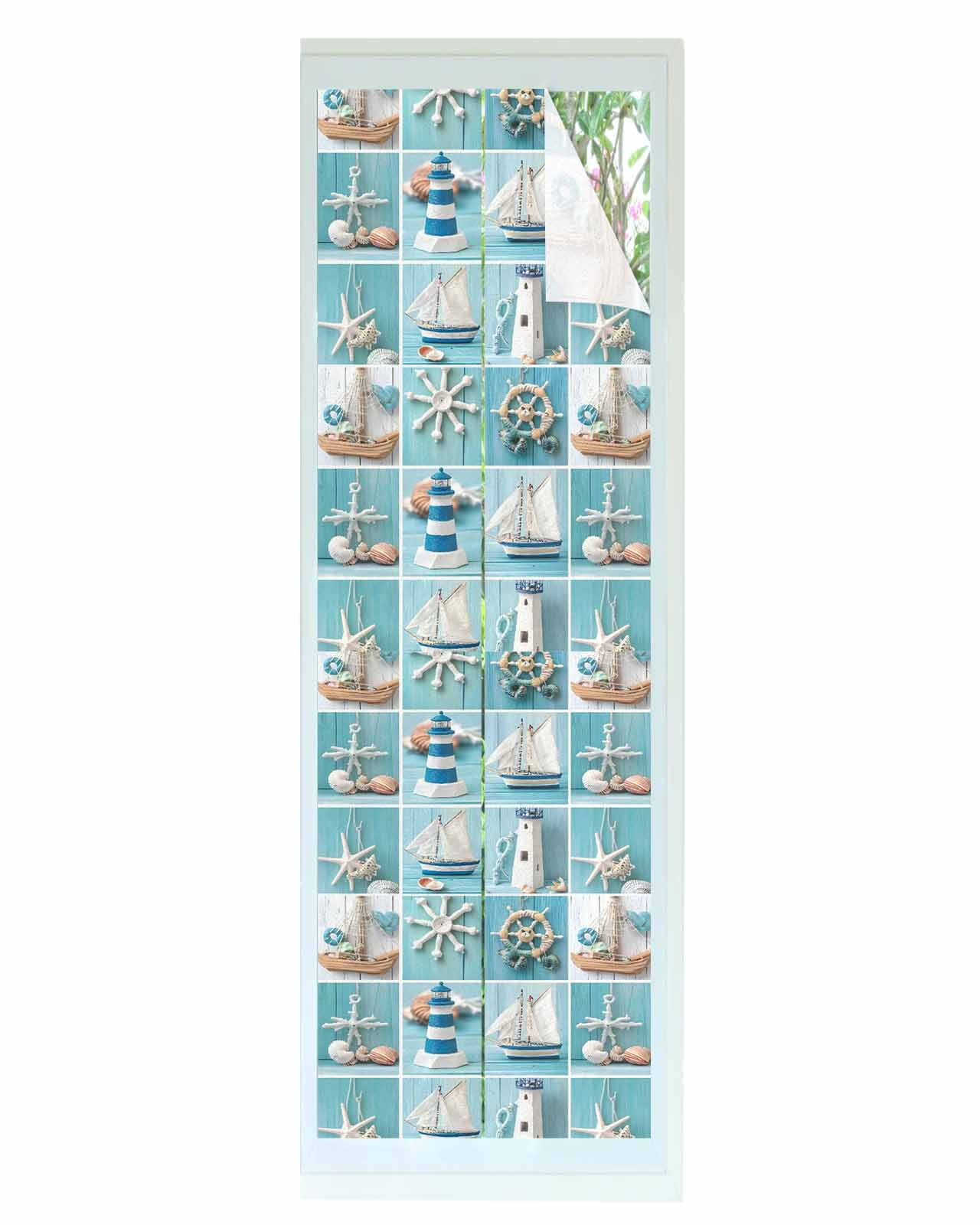 Window Privacy Film Coastal Ocean Stained Glass Window Film Decorative ...