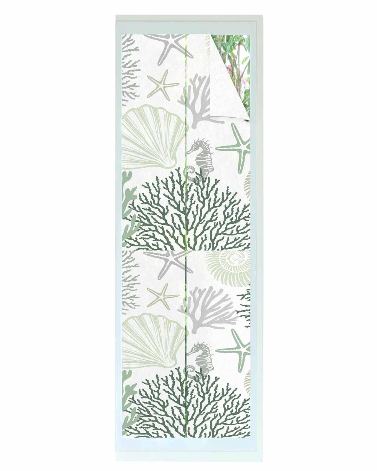 Window Privacy Film Coastal Ocean Stained Glass Window Film Decorative ...