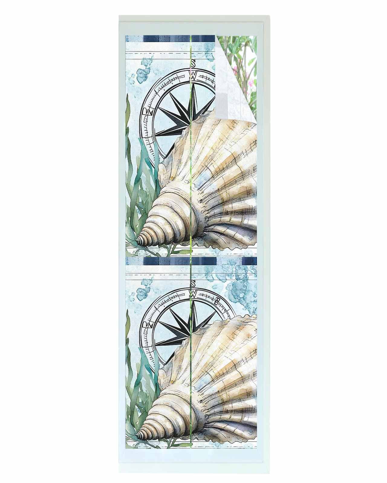 Window Privacy Film Coastal Ocean Stained Glass Window Film Decorative ...