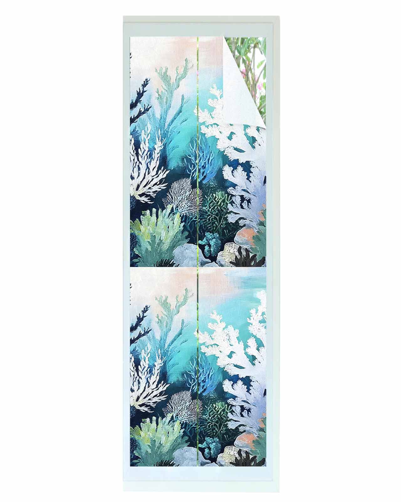 Window Privacy Film Coastal Ocean Stained Glass Window Film Decorative ...