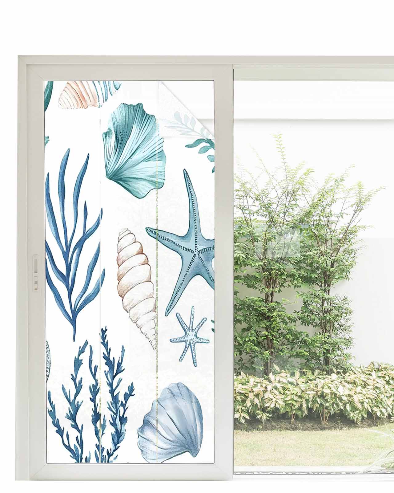 Window Privacy Film Coastal Ocean Stained Glass Window Film Decorative ...