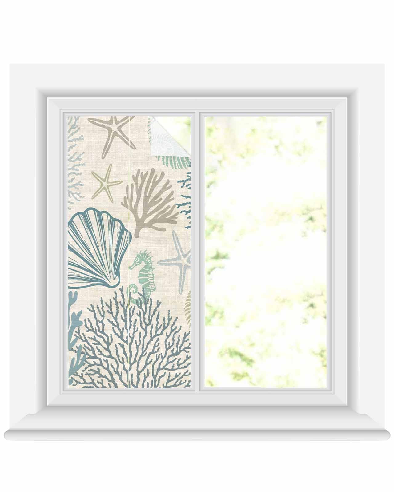Window Privacy Film Coastal Ocean Stained Glass Window Film Decorative ...