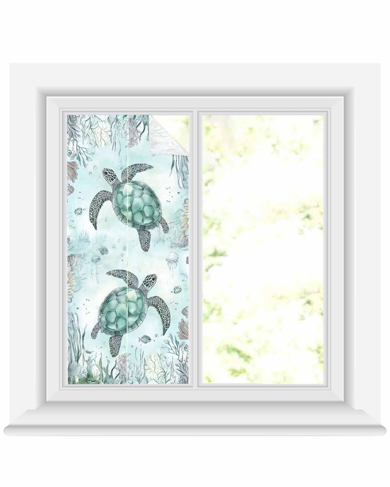 Window Privacy Film Coastal Sea Turtle Stained Glass Window Film ...