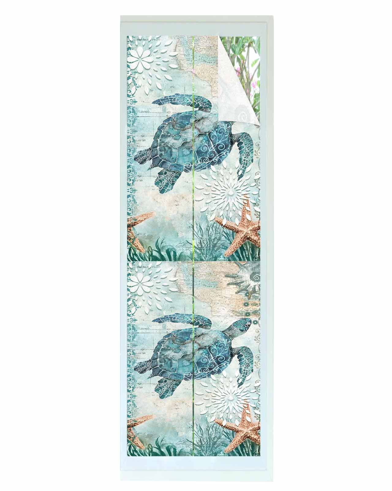 Window Privacy Film Coastal Sea Turtle Stained Glass Window Film ...