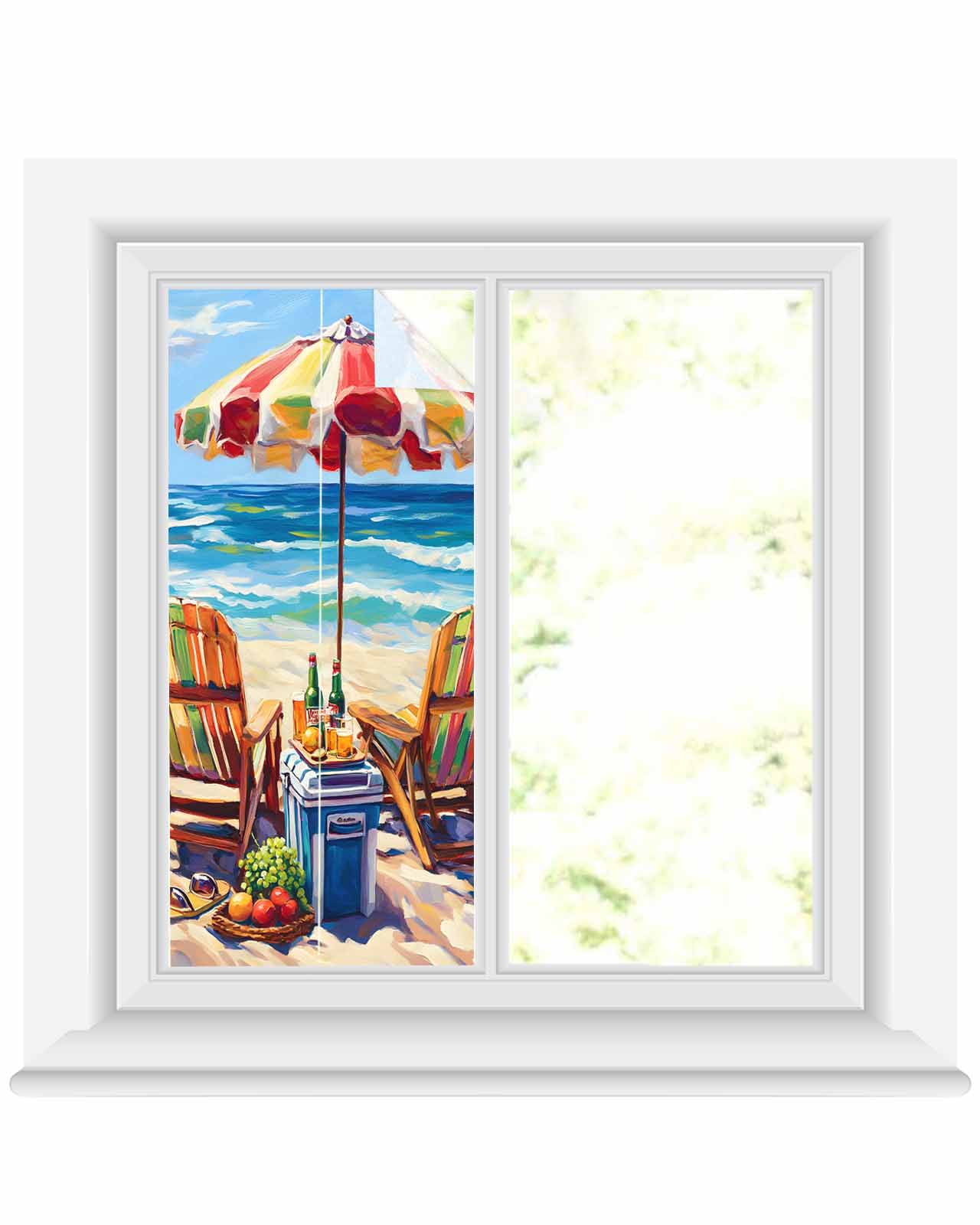 Window Privacy Film Coastal Sea Wave Stained Glass Window Film ...