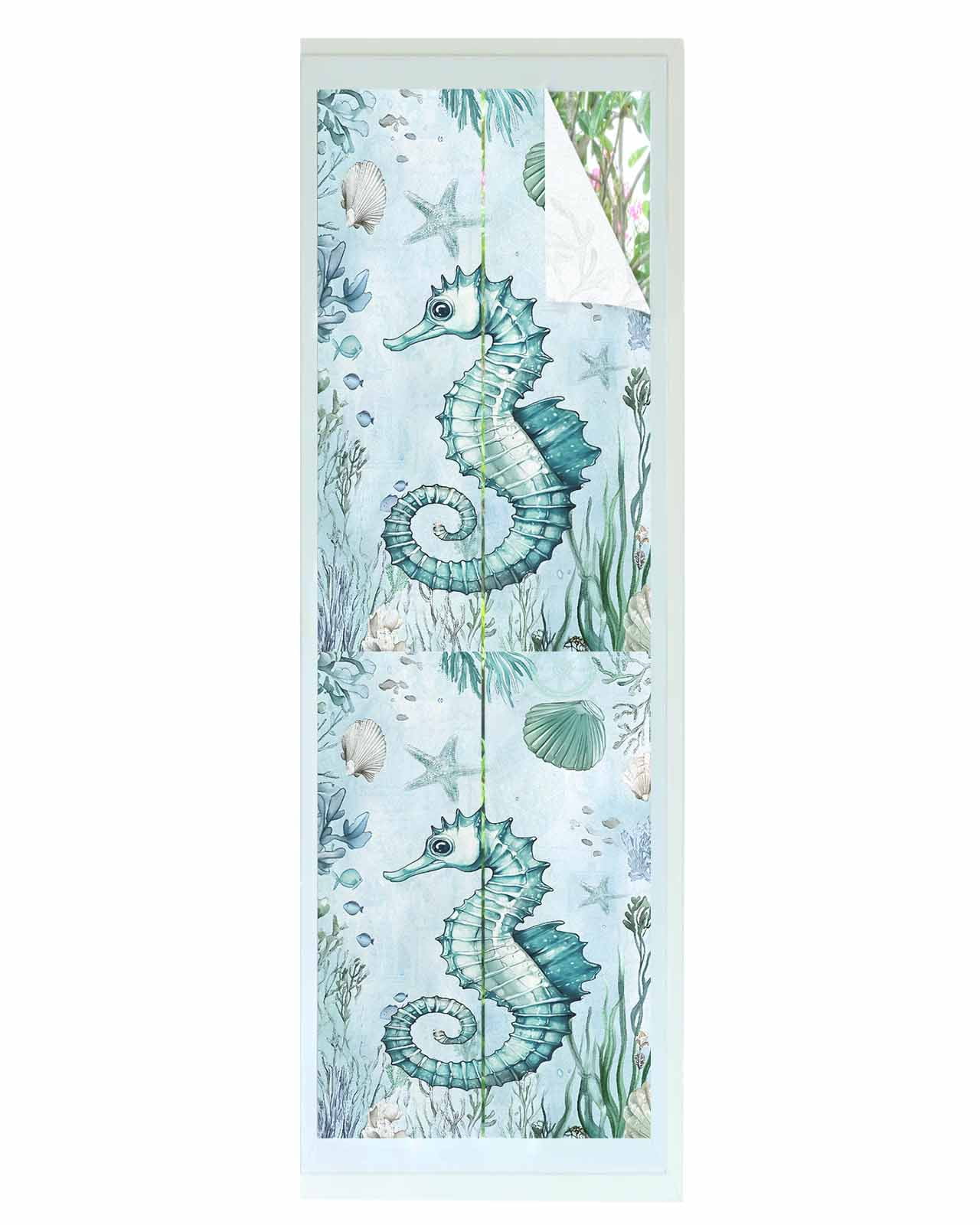 Window Privacy Film Coastal Seahorse Stained Glass Window Film ...