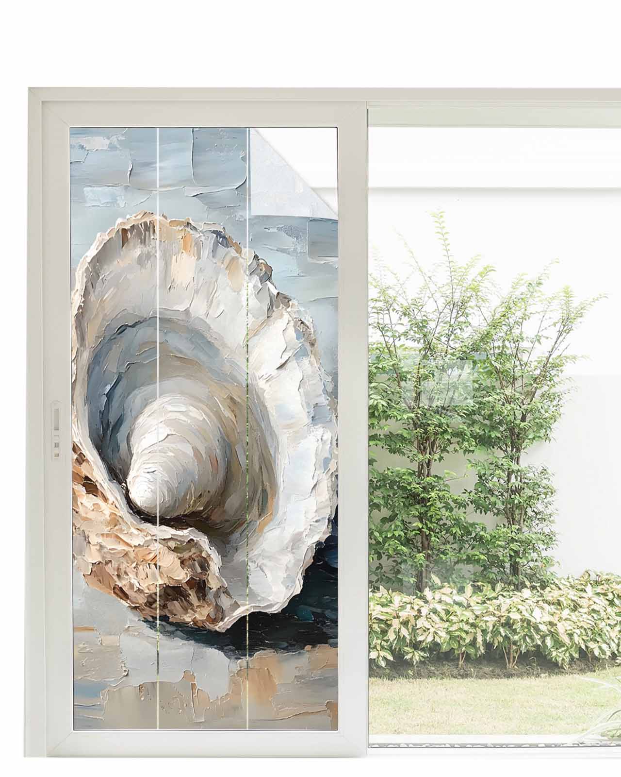 Window Privacy Film Coastal Seashells Stained Glass Window Film ...