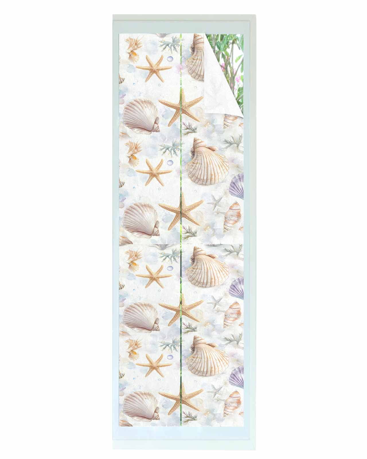 Window Privacy Film Coastal Shell Conch Stained Glass Window Film ...