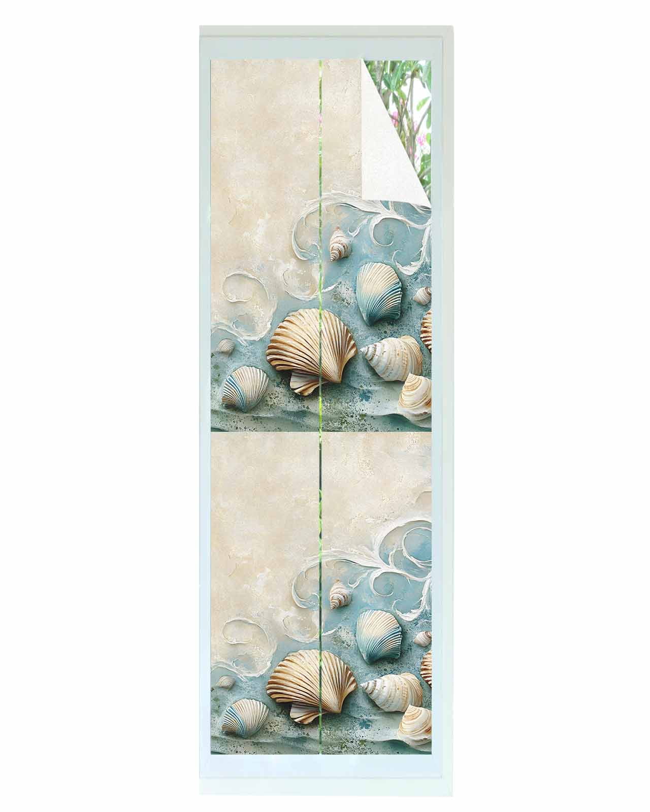 Window Privacy Film Coastal Shell Stained Glass Window Film Decorative ...