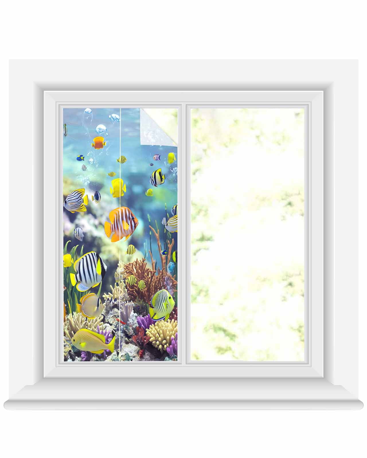 Window Privacy Film Coastal Stained Glass Window Film Decorative Sun ...