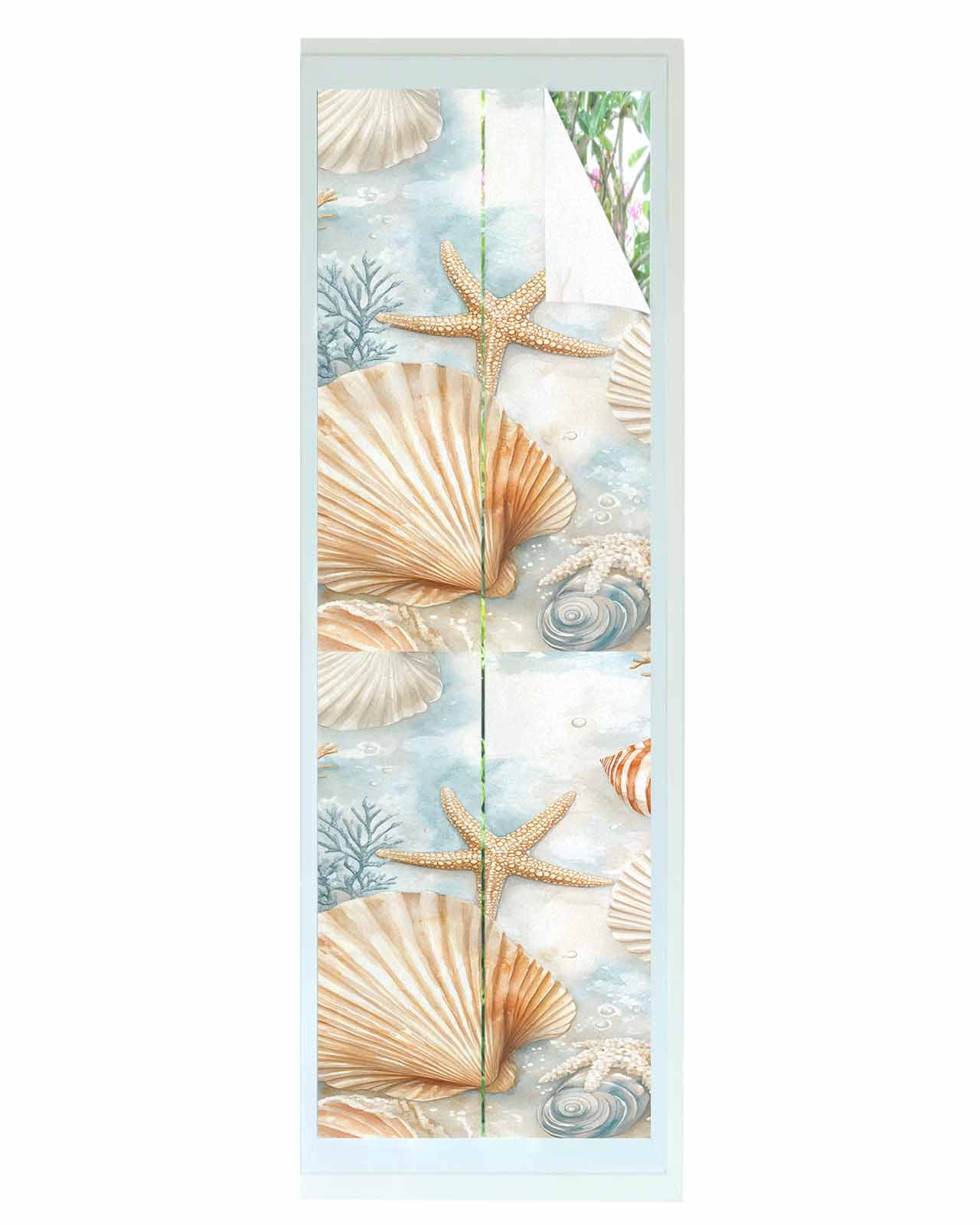 Window Privacy Film Coastal Stained Glass Window Film Decorative Sun ...